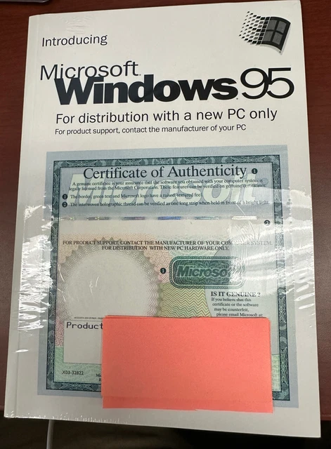 MICROSOFT WINDOWS 95 booklet with Certificate of Authenticity and Product ID EUR 16,48 - PicClick FR