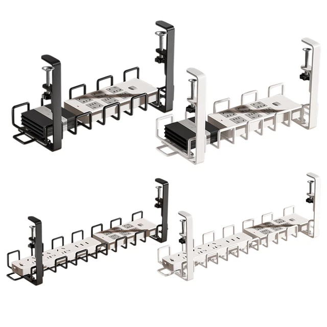 Under Table Socket Storage Racks No Drill Wire Cord Organizers For Home