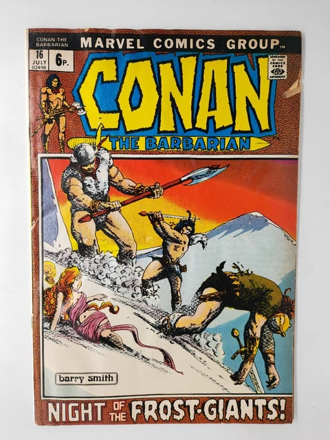 CONAN THE BARBARIAN #16 GD+ Barry Windsor Smith Cover and Art UKPV 1972 ...