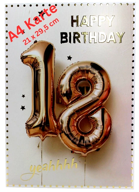 A4 GEBURTSTAGSKARTE 18 Jahre mit Spruch XXL Glückwunschkarte Zum Geburtstag 18 EUR 6,95 ...