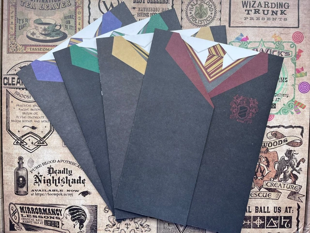 WIZARDING TRUNK HARRY Potter Hogwarts Houses 4 Cards with Envelopes £11 ...