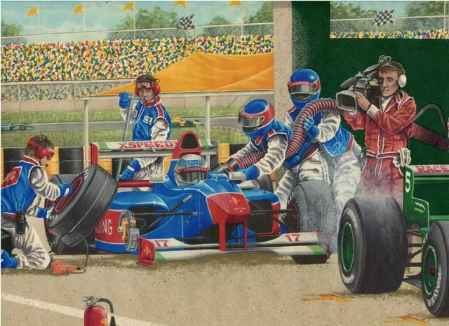 FORMULA 1 RACING Pit Crew Wallpaper Border - 30 feet length - "FREE ...