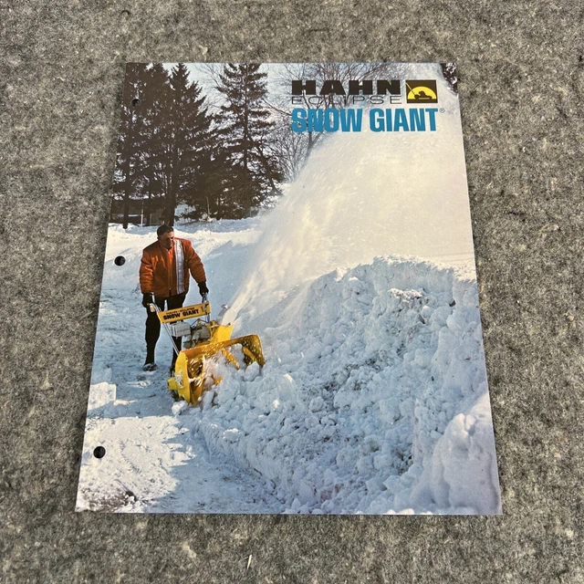 VTG ORIGINAL HAHN Eclipse Snow Giant Walk-Behind Snow Thrower Brochure ...