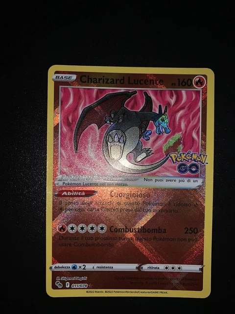 CARTA POKÉMON CHARIZARD Lucente Ita Pokémon Go 011/078 Shiny italiana ...