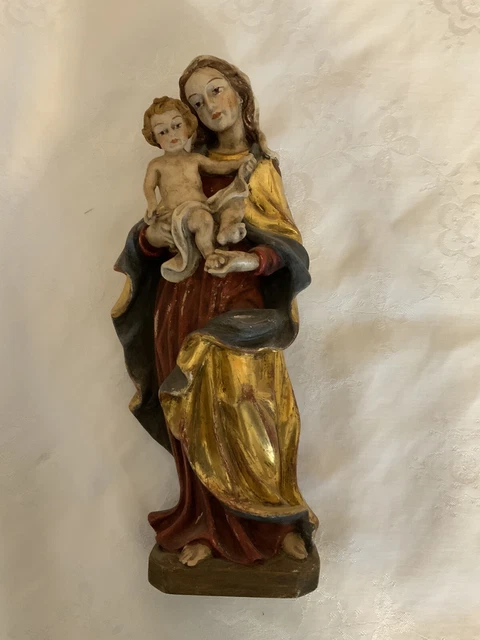HOLZFIGUR MUTTER GOTTES Madonna Maria mit Kind ca. 27 cm hoch Holz ...