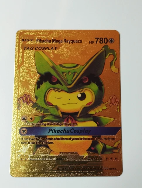POKÉMON - PIKACHU Mega Rayquaza - TCG Pokemon GOLD Card - Decocard ...
