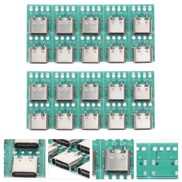 20 PCS USB to Usbc Adapter Pcb Connectors Female Board Type-c Converter ...