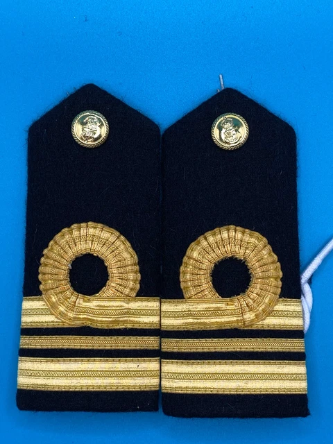 PAIR: ROYAL NAVY Lieutenant Commander Lt Cdr Rank Boards - Gold Wire ...