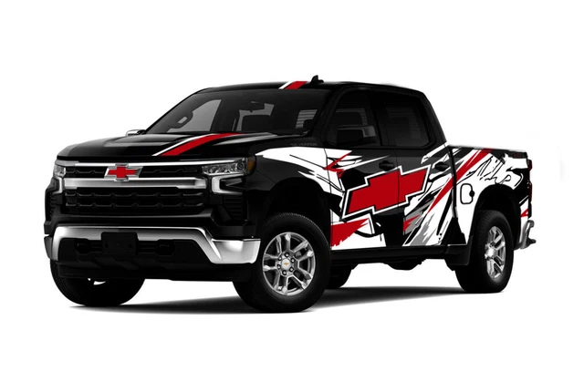 AMAZING CHEVROLET SILVERADO 2019-2024 Graphics kit "Silverado " Red Bl ...