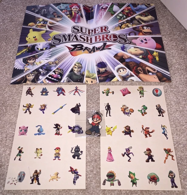 SUPER SMASH BROS Brawl Fun Pack Mario Keyring Stickers Nintendo Wii £4. ...