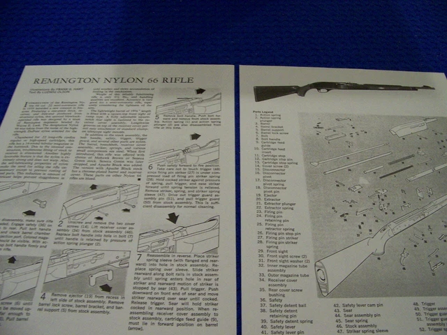 REMINGTON NYLON 66 (.22) Rifle-Takedown/Exploded View/Parts Legend ...