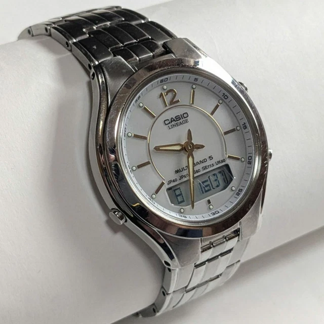 CASIO LINEAGE LCW-M200 Digital-Analog Solar Radio Watch Used Works Fine ...