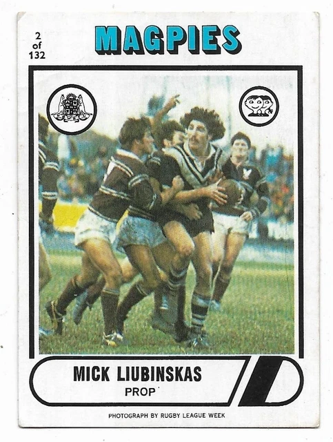 1976 NRL RUGBY League Scanlens (2) Mick LIUBINSKAS Magpies EUR 6,72 ...