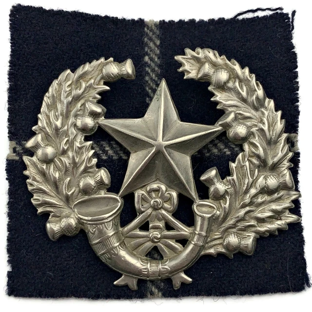 WW2 THE CAMERONIANS (Scottish Rifles) Regiment Cap Badge & Tartan ...