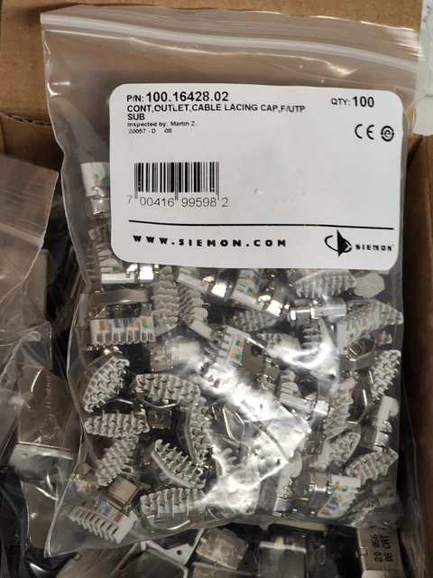 BOX OF SIEMON Z6A-S01B Zmax Cat 6A Shielded Hybrid Jacks Rj45 Connector ...