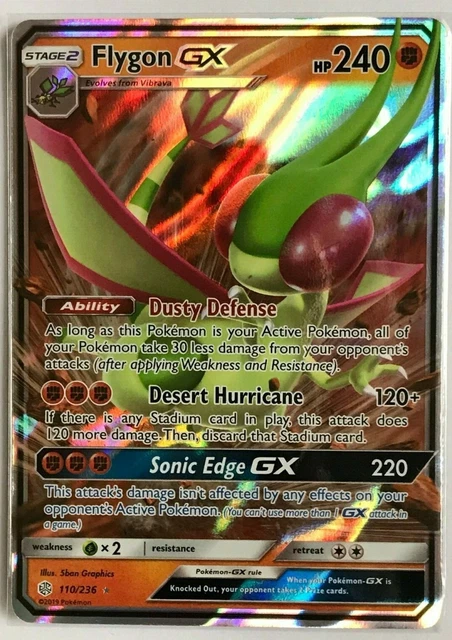 FLYGON GX ULTRA RARE 110/236 Pokemon Sun and Moon Cosmic Eclipse Set ...