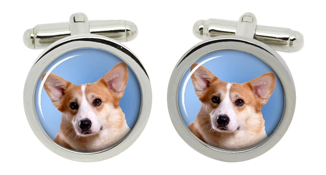 PEMBROKE WELSH CORGI Cufflinks in Chrome Box EUR 46,09 - PicClick FR