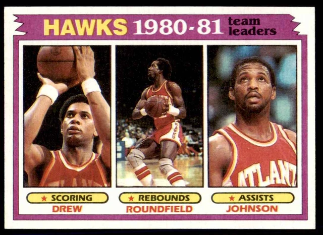 1981-82 TOPPS LARRY Drew/Dan Roundfield/Eddie Johnson. Atlanta Hawks ...