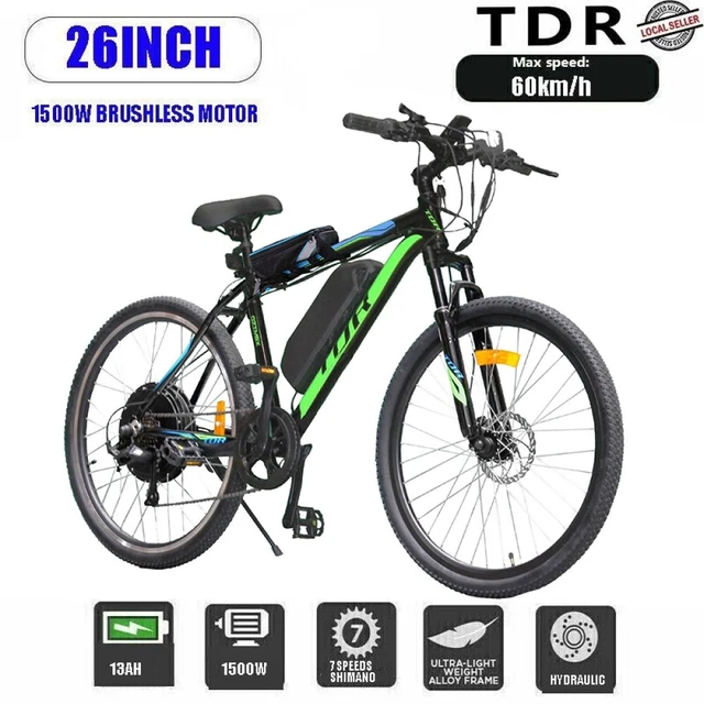 TDR 26& MOUNTAIN eBike 1500W Brushless 48V 13Ah Shimano 7 speed ...