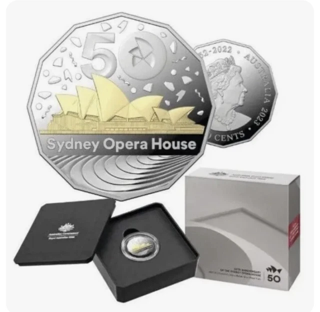 2023 SYDNEY OPERA House 50Yr Gold Plate Silver Coin+PNC+Coin Card+PNC ...