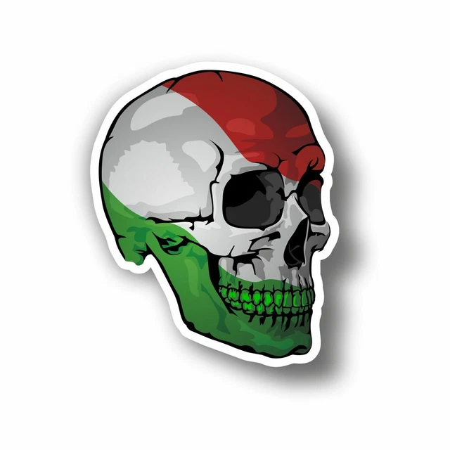 ADESIVO STICKER sagomato teschio bandiera italia adatto per auto moto ...