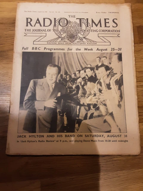 ORIGINAL 1935 RADIO Times Magazine With Jack Hylton And His Band On The ...