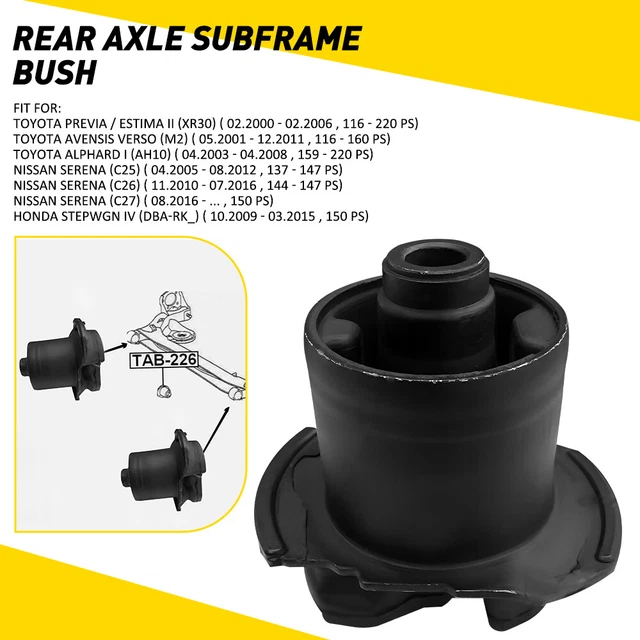 REAR AXLE SUBFRAME Trailing Mounting Bushes For Toyota Alphard I (AH10 ...