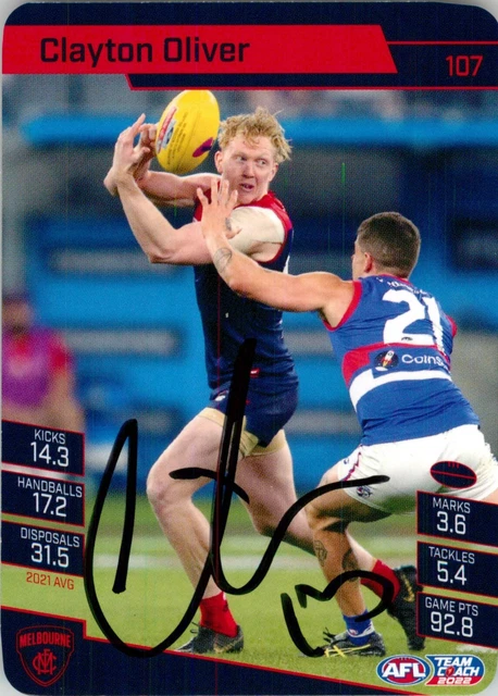 SIGNED 2021 MELBOURNE Demons AFL Premiers TeamCoach Card - Clayton Oliver EUR 14,98 - PicClick IT