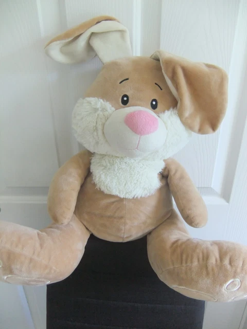 12& LARGE MORRISONS Bunny Rabbit Pink Nose Paw Soft Cuddly Toy Teddy ...