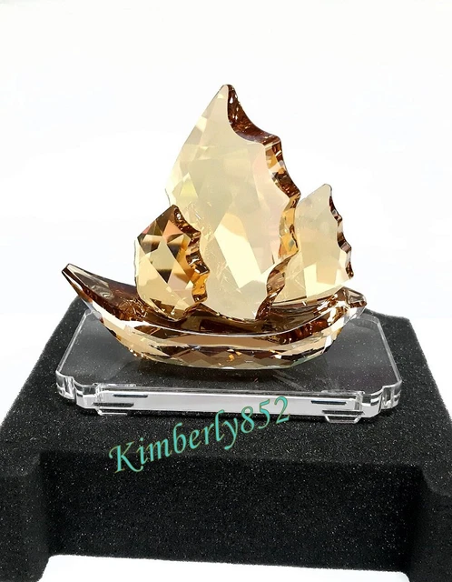 SWAROVSKI SAILING JUNK Boat with Base Golden Shine Crystal Authentic ...