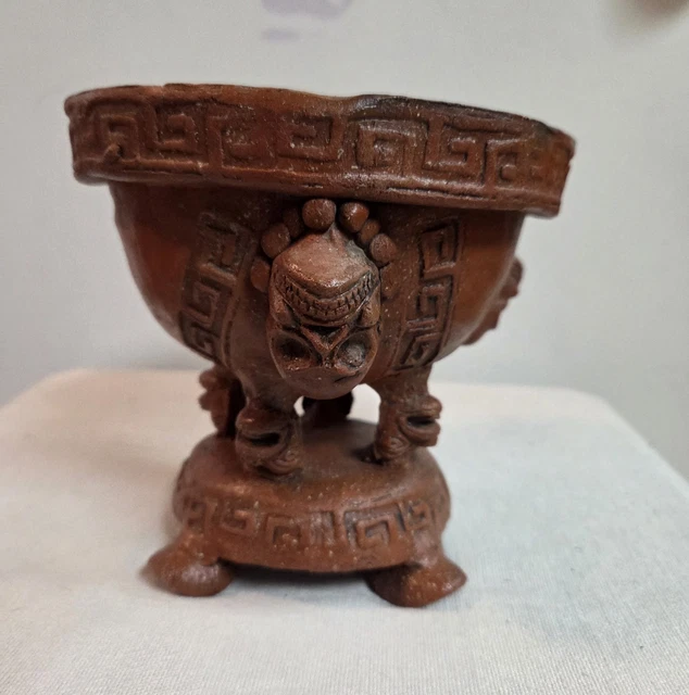 VINTAGE MEXICAN AZTEC Mayan Terracotta Cauldron Ashtray Witch Ceremony ...