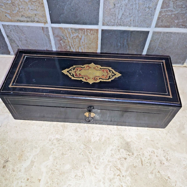 BOITE À GANT en bois noirci Napoléon III petite Marqueterie XIXème EUR ...
