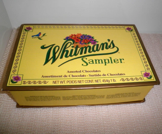 RETRO 1LB WHITMAN'S SAMPLER ASSORTED CHOCOLATES CARDBOARD BOX TRAY ...