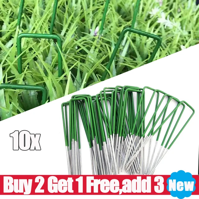 WEED FABRIC GALVANISED Staples Garden Turf Pins Securing Pegs U ...
