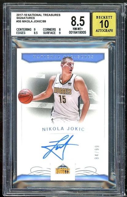 CARTE NIKOLA JOKIC 2017-18 Signatures trésors nationaux #35 (pop 2) BGS ...