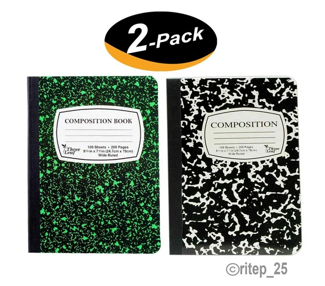 2 COMPOSITION/NOTEBOOK BOOK, Wide Ruled Paper, 100 Sheets, 9-3/4"x7-1/2 ...