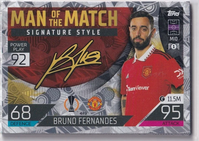 TOPPS MATCH ATTAX Champions League 22/23 429 Bruno Fernandes Signature ...
