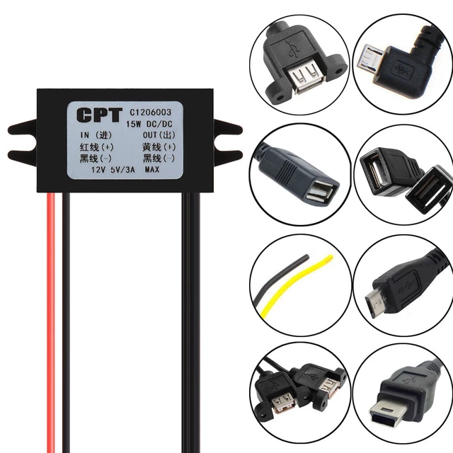 DC-DC 12V TO 5V Mini Micro USB Single Dual Converter Step Down Power ...