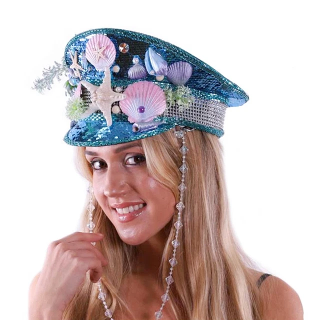 MERMAID SHELL BEDAZZLED Sequin Festival Sailor Costume Hat £45.08 ...