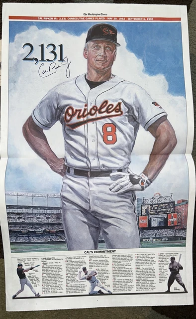ORIOLES CAL RIPKEN 2131 Wash Times (AFFICHE) & Post journaux original 9 ...
