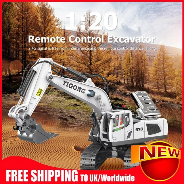 REMOTE CONTROL EXCAVATORS Toys 1/20 11CH RC Digger Tractors with LED ...