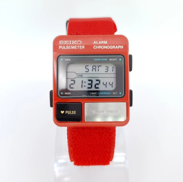 NOS SEIKO S229-5000 Pulsemeter Digital Watch Japan Vintage Year 1981 ...