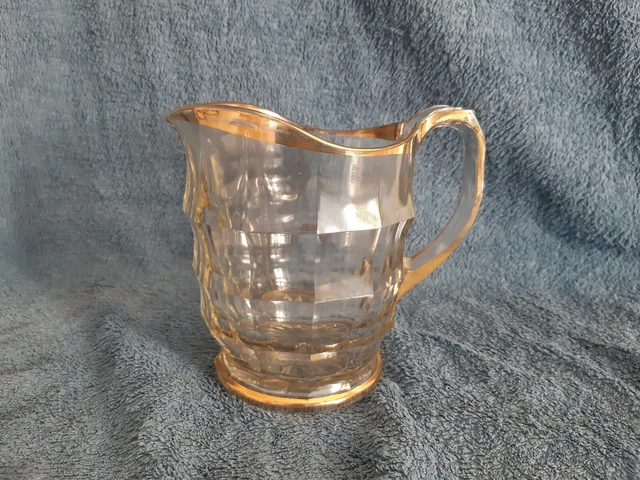 ART DECO 1930'S Davidson "Jacobean" Chippendale Pressed Glass Water ...