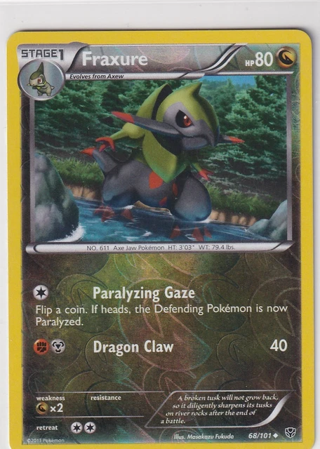 POKEMON CARTE PLASMA Blaster Numéro 68/101 Fraxure Reverse Holo Anglais ...