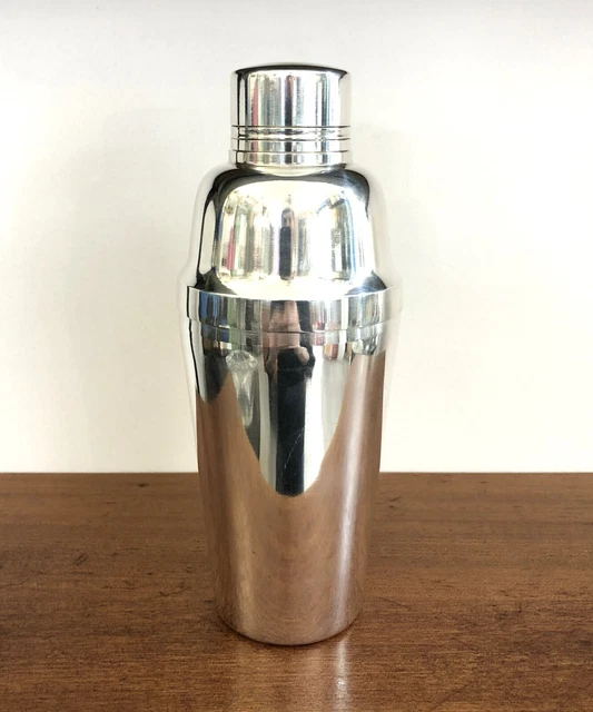 SHAKER À COCKTAIL ART DECO métal argenté FRANOR 22,5 cm Bar verre ...