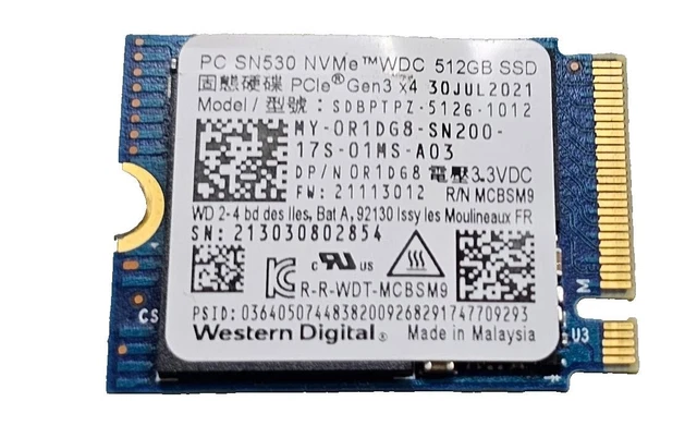 WESTERN DIGITAL WD SN530 512GB M.2 2230 PCIe Gen3x4 NVME SSD SDBPTPZ ...