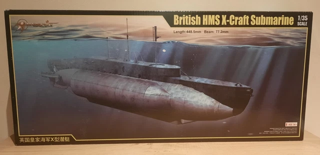 BRITISH HMS X Craft Submarine 1:35 Scale Plastic Model Kit 63504 Merit ...