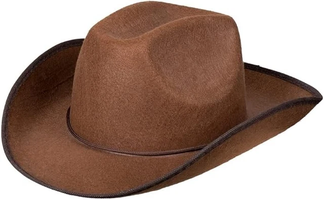 ADULT BROWN COWBOY Hat Western Fancy Dress Sheriff Rodeo One Size ...