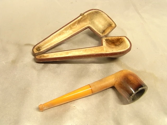 ANCIENNE PIPE FOURNEAU Ecume Veritable Tuyau Ambre Etui D Origine EUR ...