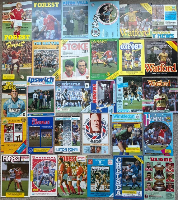 MANCHESTER UNITED FC 1980s AWAY FOOTBALL PROGRAMME JOB LOT Man Utd REDS ...